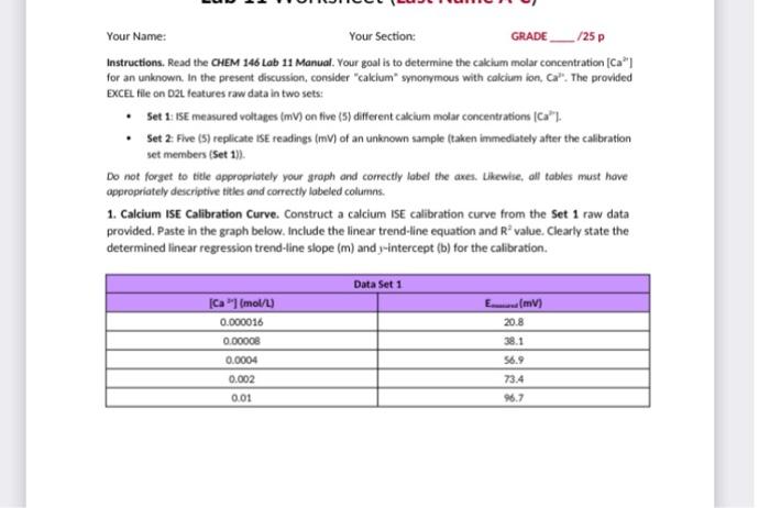 Solved Your Name: Your Section: GRADE /25p Instructions. | Chegg.com