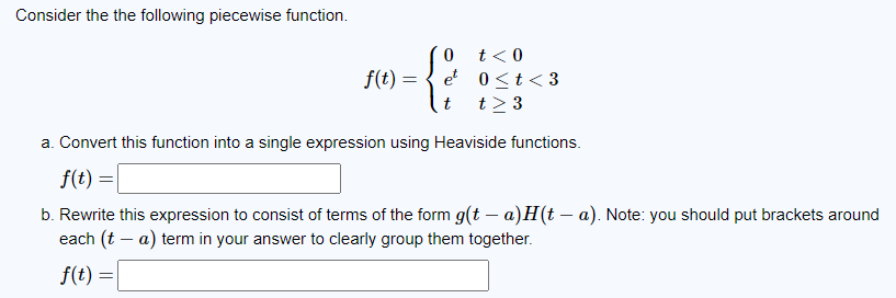 Solved Consider the the following piecewise | Chegg.com