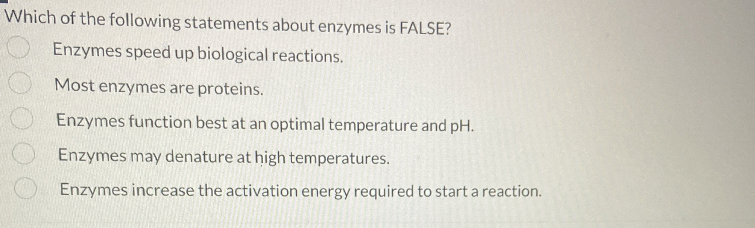 Solved Which of the following statements about enzymes is | Chegg.com