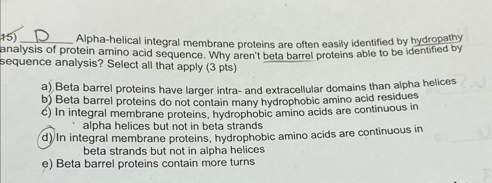 Solved Alpha-helical integral membrane proteins are often | Chegg.com