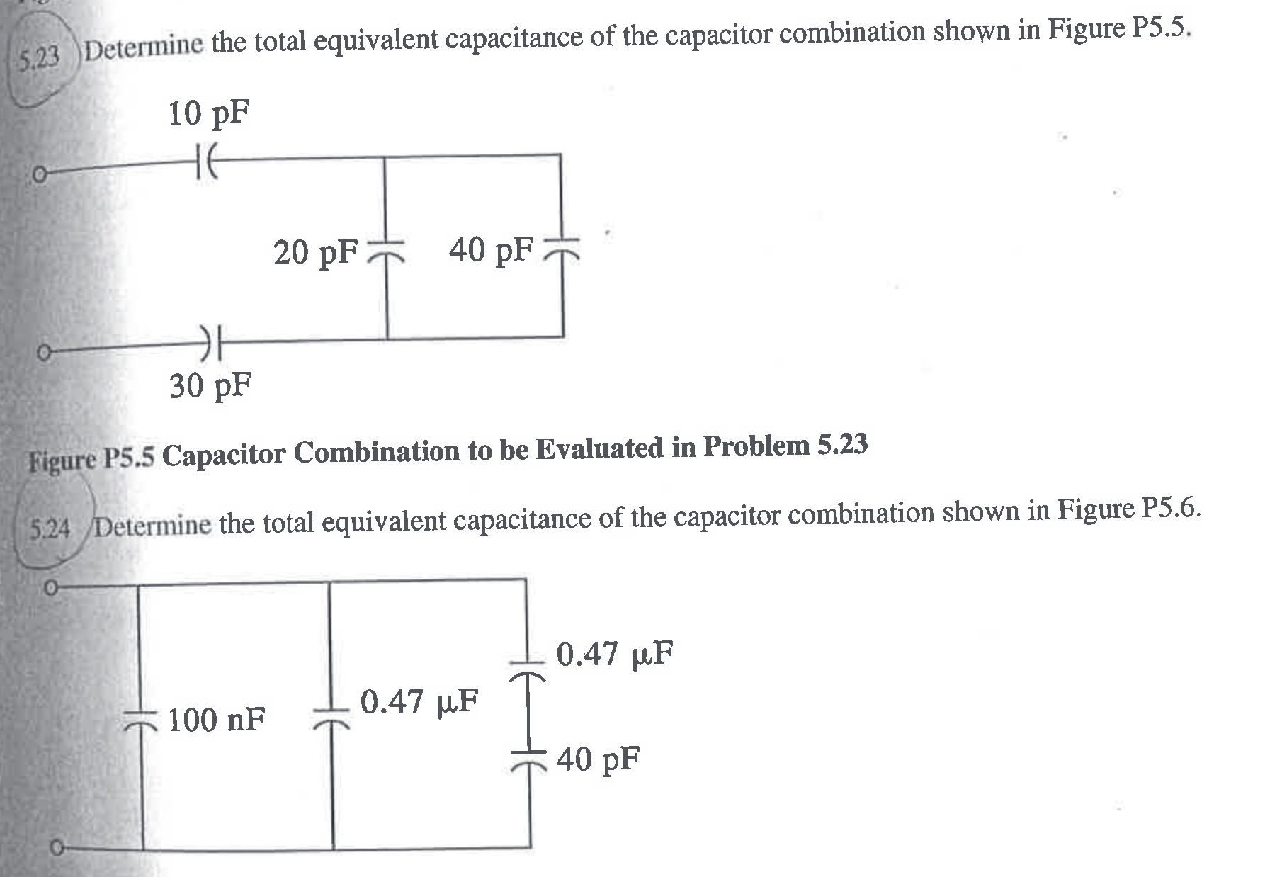 5.23 ﻿Determine the total equivalent capacitance of | Chegg.com