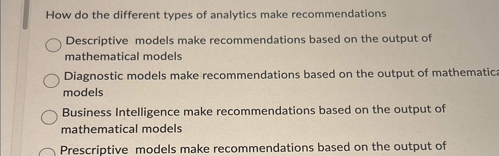 Solved How do the different types of analytics make | Chegg.com