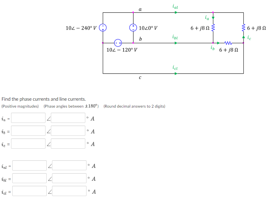 Solved Find the phase currents and line currents. | Chegg.com