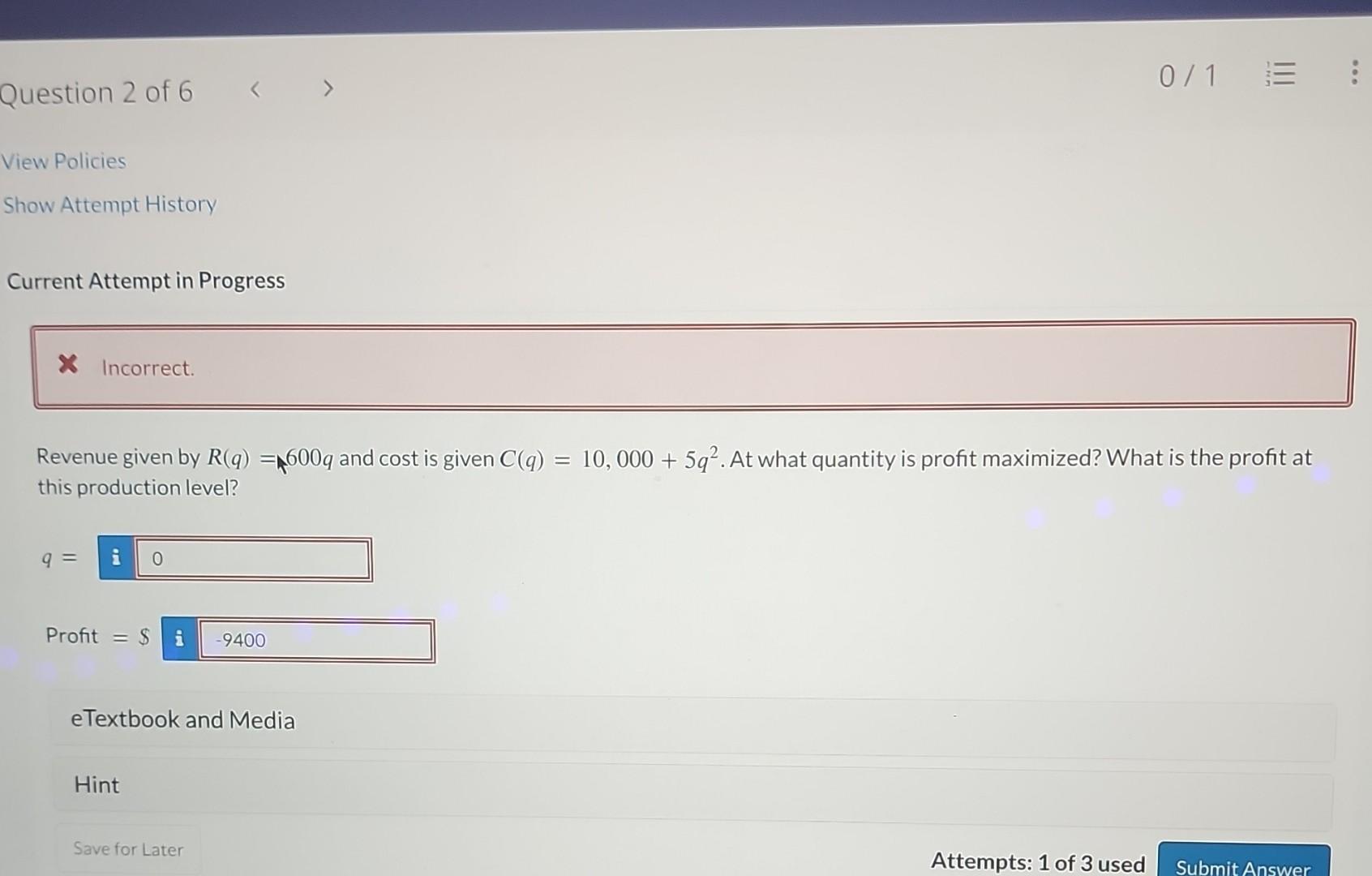Solved urrent Attempt in Progress Your answer is incorrect. | Chegg.com