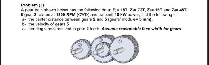 Solved Problem (3) A gear train shown below has the | Chegg.com