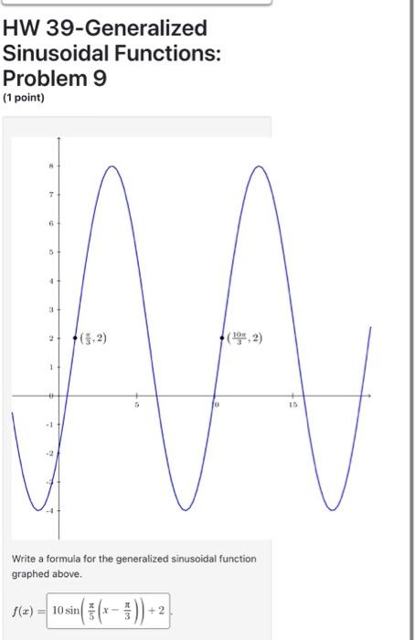 Solved HW 39-Generalized Sinusoidal Functions: Problem 9 (1 | Chegg.com