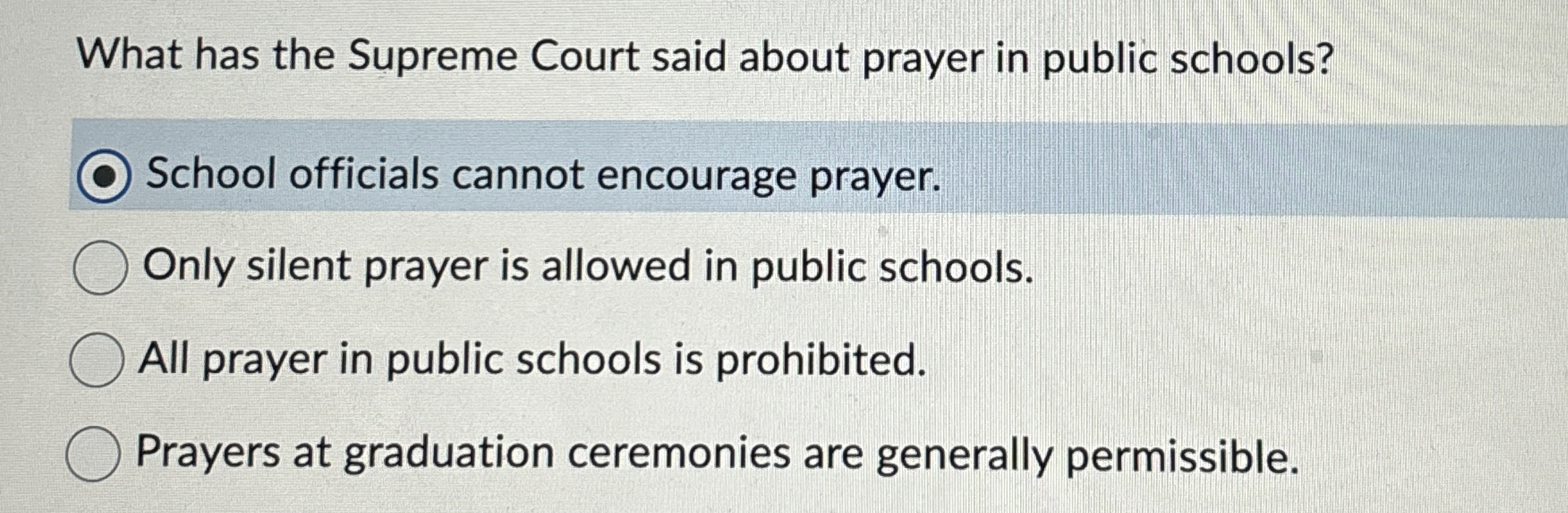 Solved What has the Supreme Court said about prayer in | Chegg.com