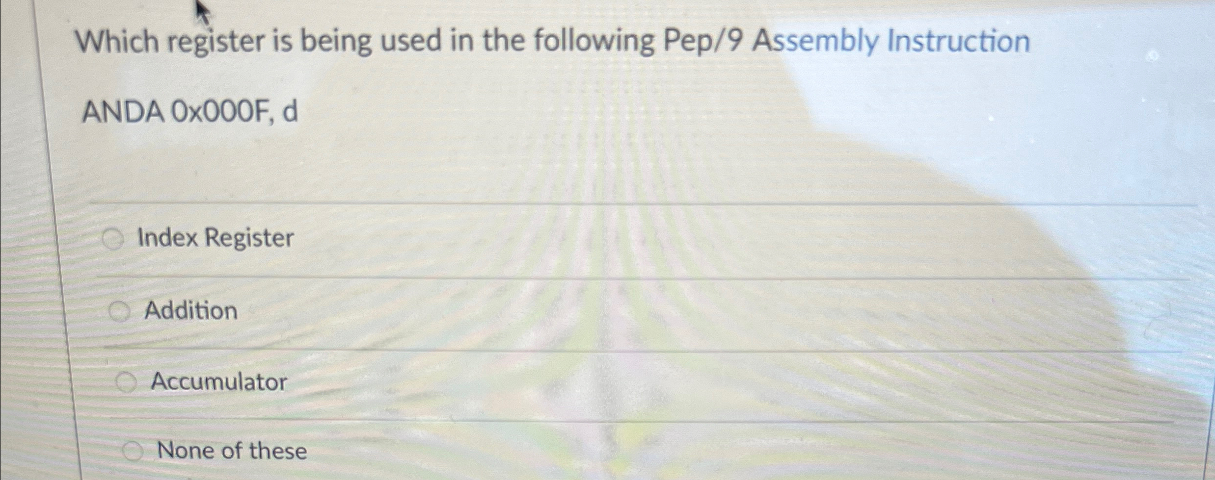 Solved Which register is being used in the following Pep/9 | Chegg.com