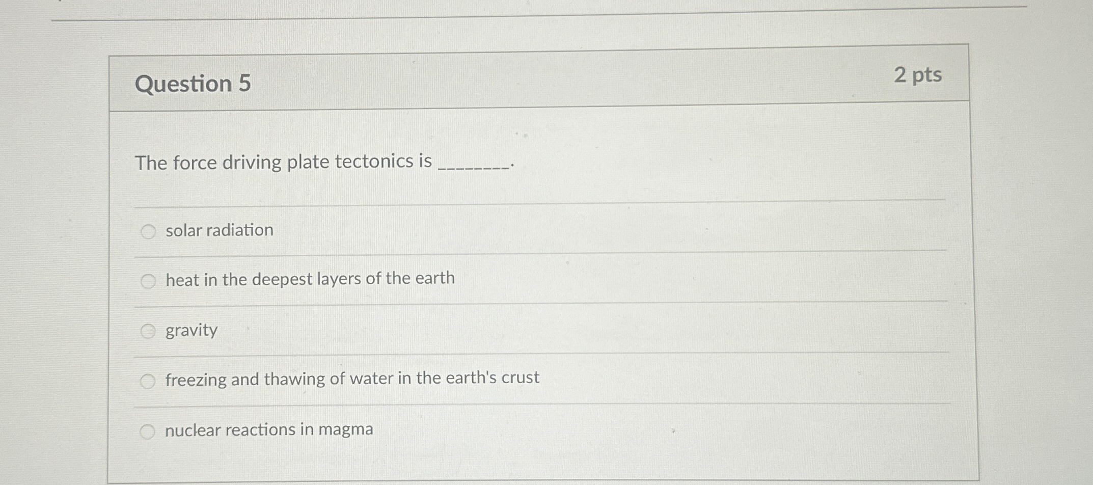 Solved Question 52 ﻿ptsThe force driving plate tectonics is | Chegg.com