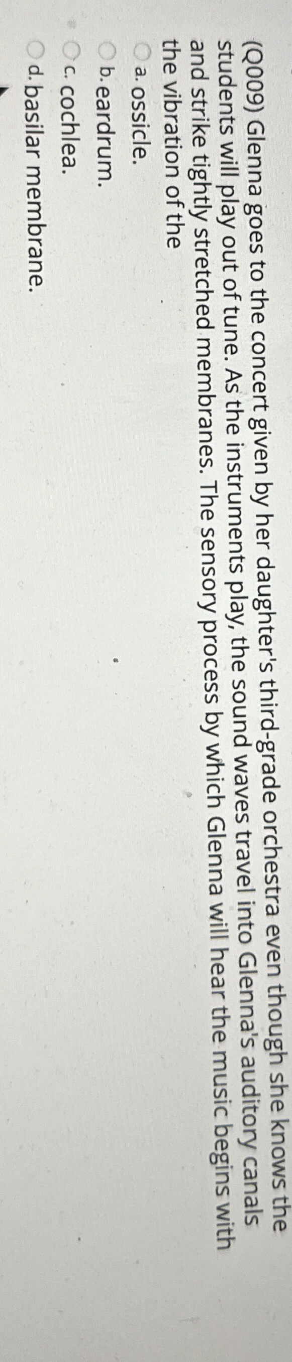 Solved (Q009) ﻿Glenna goes to the concert given by her | Chegg.com