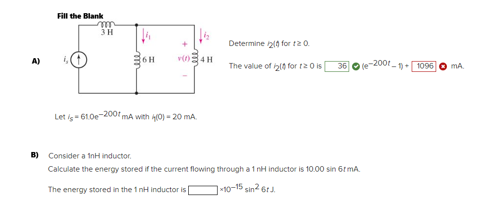 Solved Determine i2(t) ﻿for t≥0.AThe value of i2(t) ﻿for t≥0 | Chegg.com