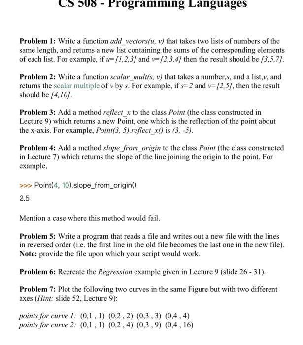 Solved Cs 508 Programming Languages Problem 1 Write A 6001