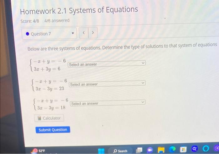 Solved Below are three systems of equations. Determine the | Chegg.com
