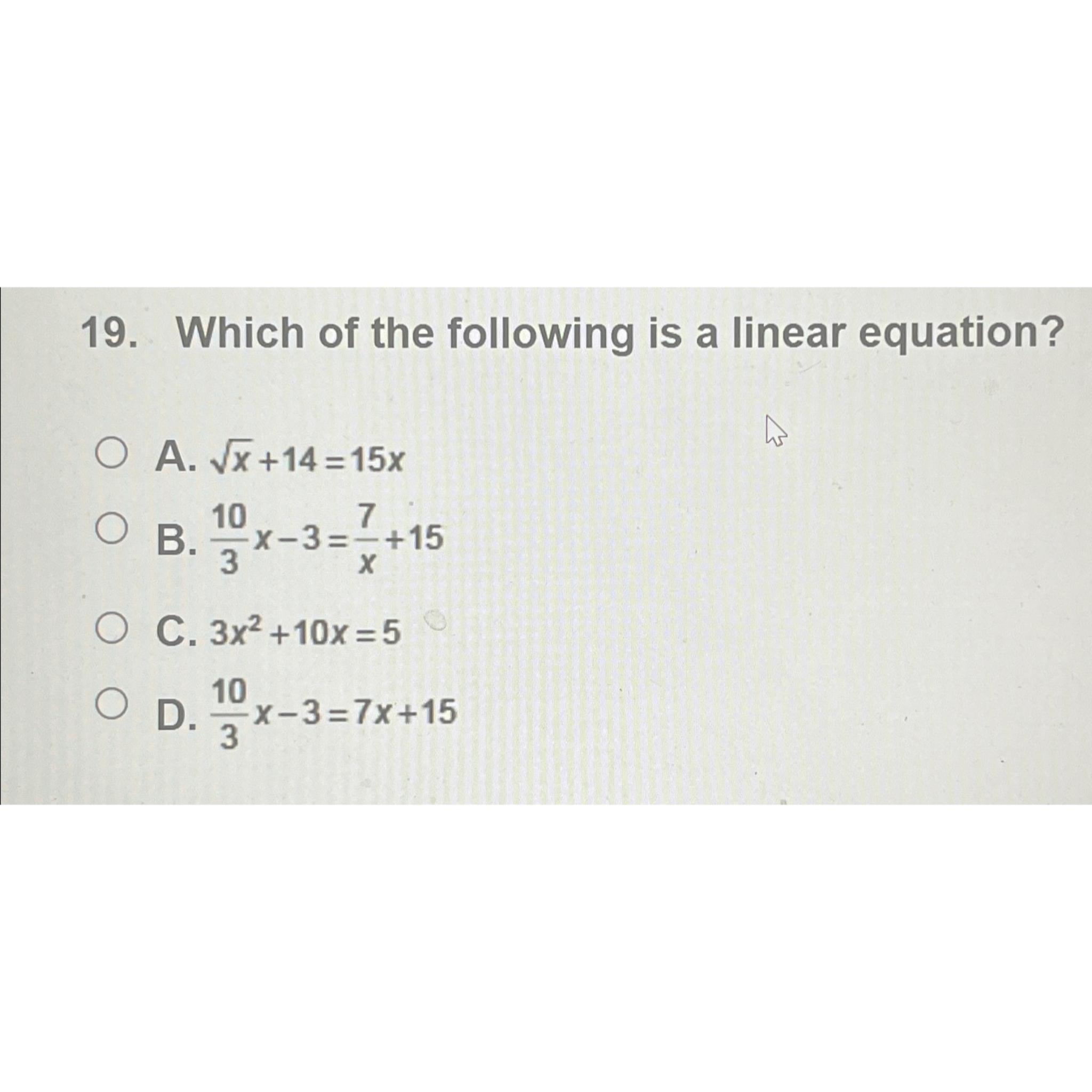 Solved Which of the following is a linear | Chegg.com