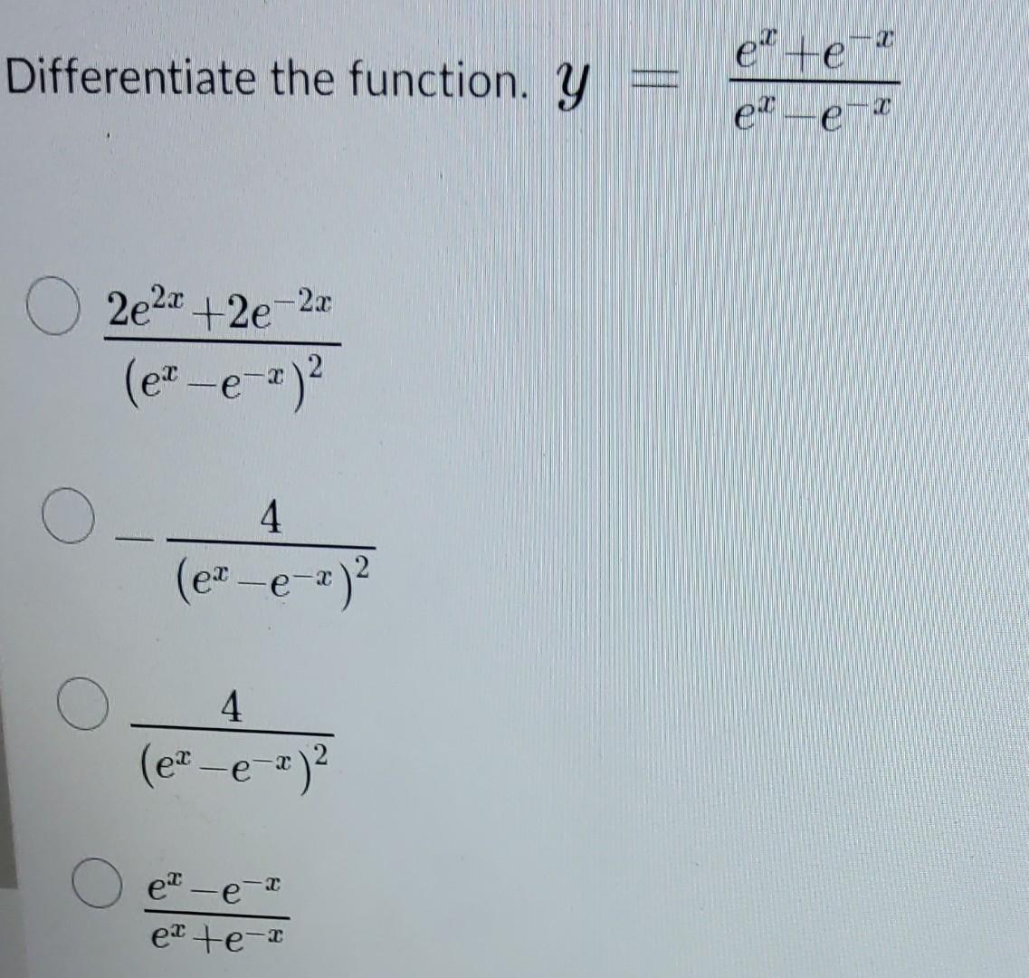 Solved 2 Differentiate the function. Y ette ette 2e22 +2e-22 | Chegg.com