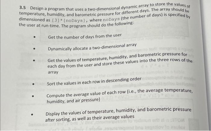 Solved 3.5 Design a program that uses a two-dimensional | Chegg.com