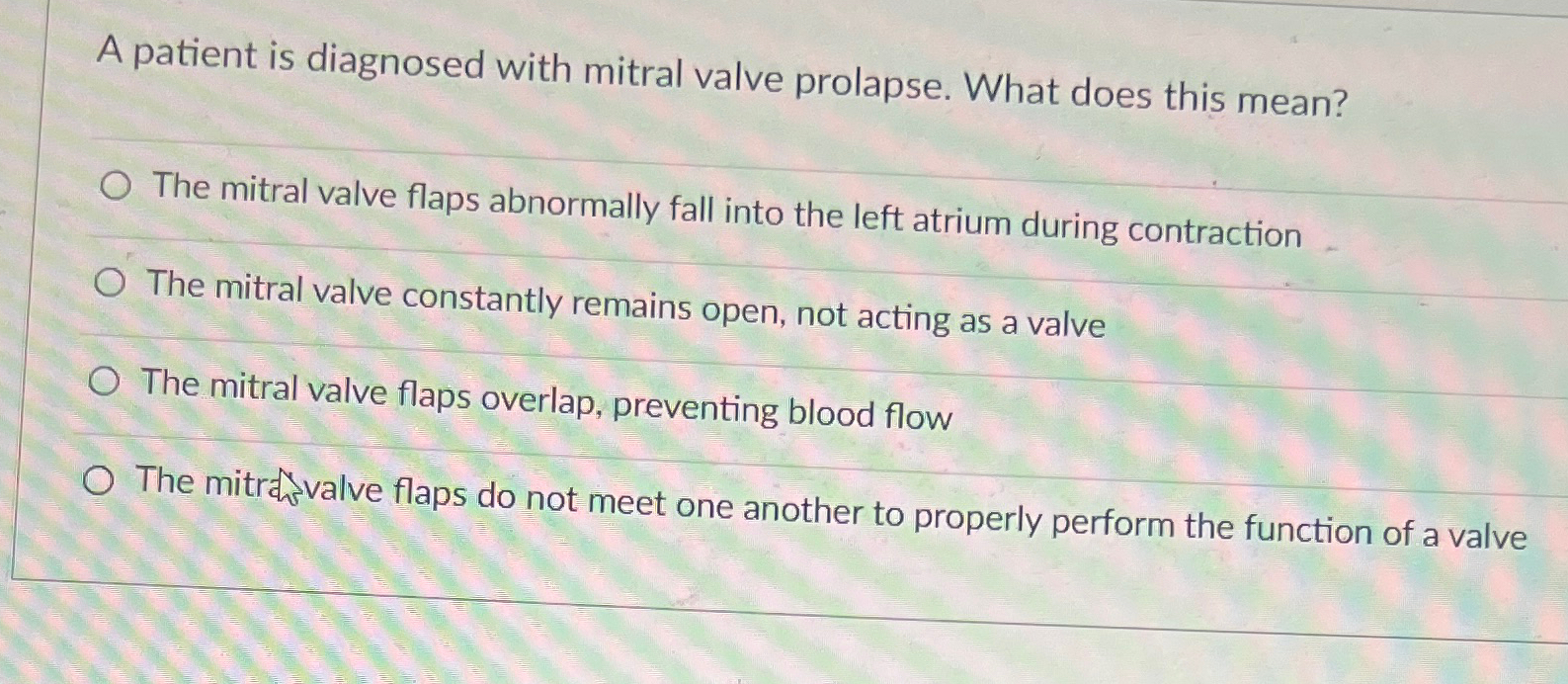 Solved A patient is diagnosed with mitral valve prolapse. | Chegg.com