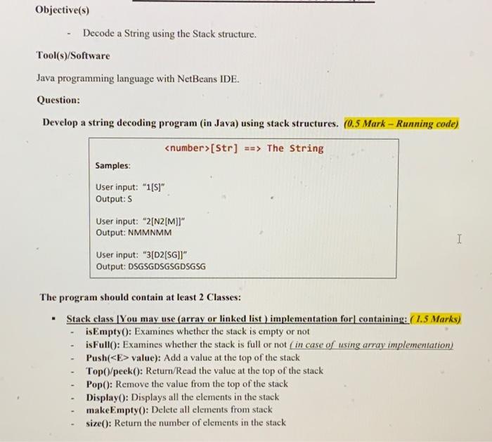 Solved Decode A String Using The Stack Structure