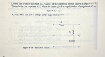 Solved Derive the transfer function E0sE(s) ﻿of the | Chegg.com