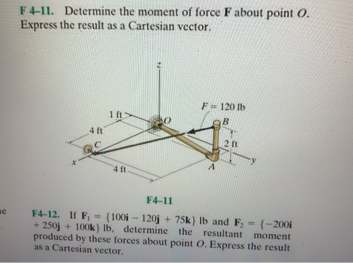 Solved F 4-11. Determine the moment of force F about point | Chegg.com
