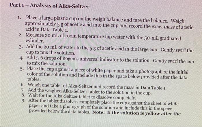 Data Table 11. Show calculation of moles acetic acid, | Chegg.com