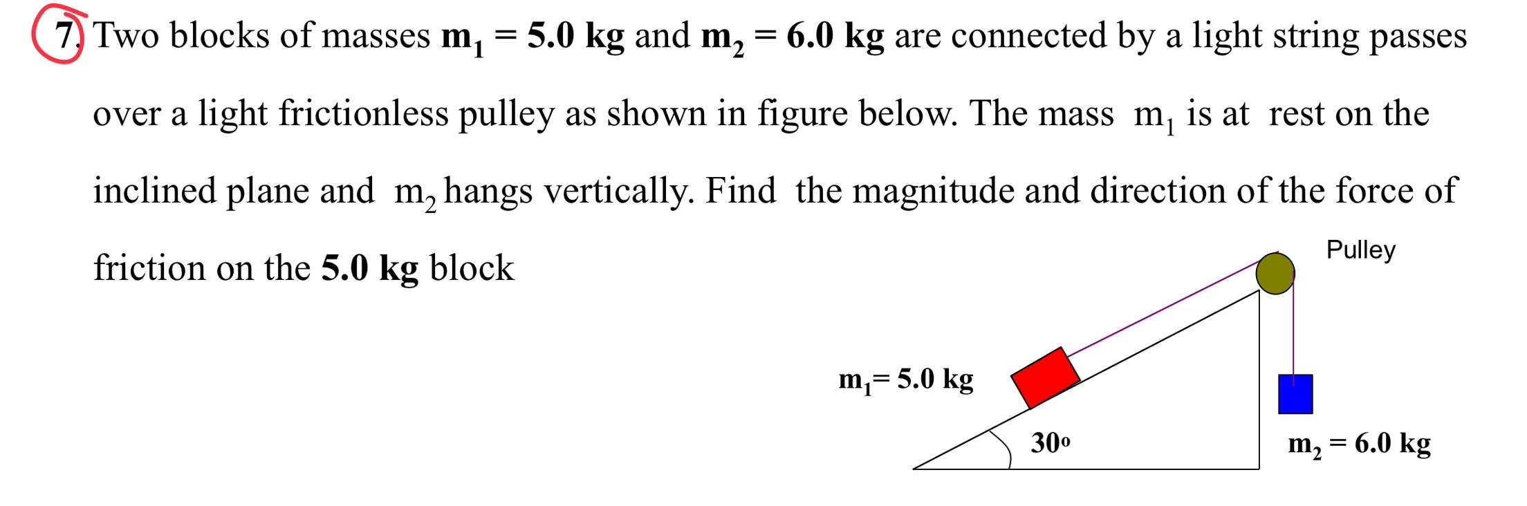 Solved Two blocks of masses m1=5.0kg ﻿and m2=6.0kg ﻿are | Chegg.com