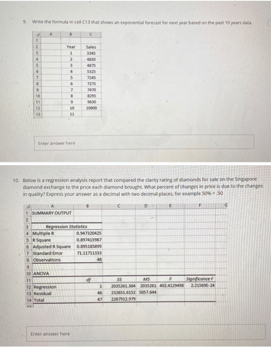 Solved 9. Write the formula in cell C13 that shows an | Chegg.com