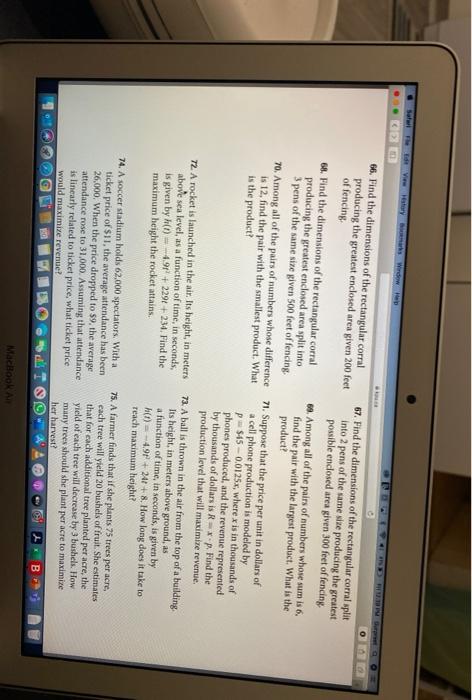 Solved GE 66. Find the dimensions of the rectangular corral | Chegg.com