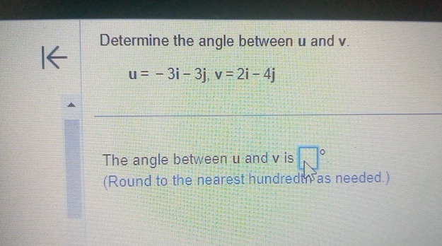 Solved Determine the angle between u ﻿and | Chegg.com