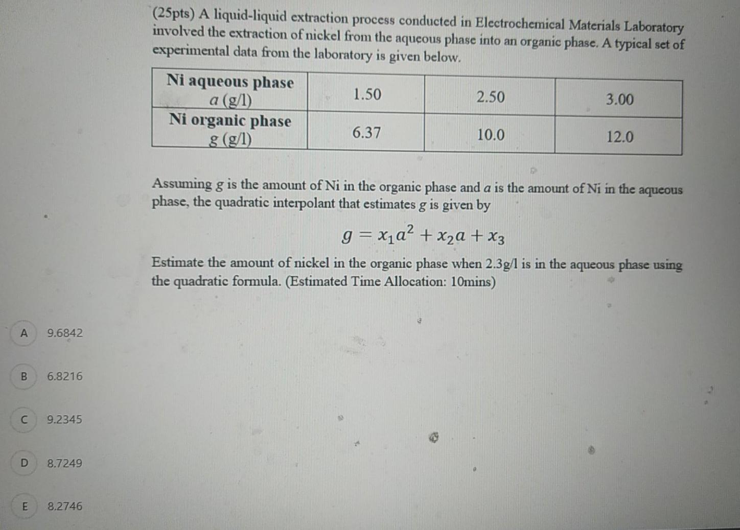 Solved (25pts) A liquid-liquid extraction process conducted | Chegg.com