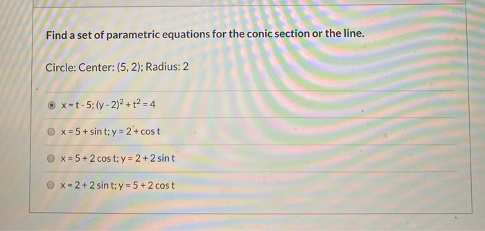 Solved Find a set of parametric equations for the conic | Chegg.com