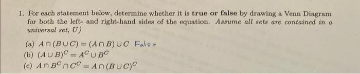 Solved 1. For each statement below, determine whether it is | Chegg.com
