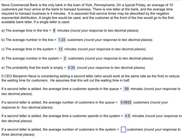 Solved Neve Commercial Bank is the only bank in the town of | Chegg.com