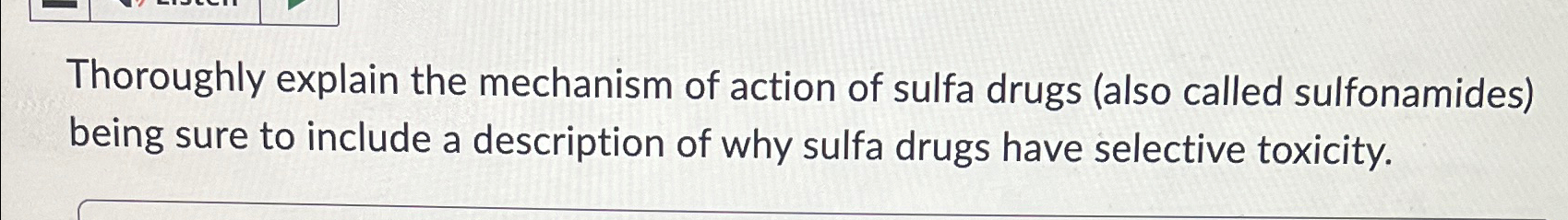 Solved Thoroughly explain the mechanism of action of sulfa | Chegg.com