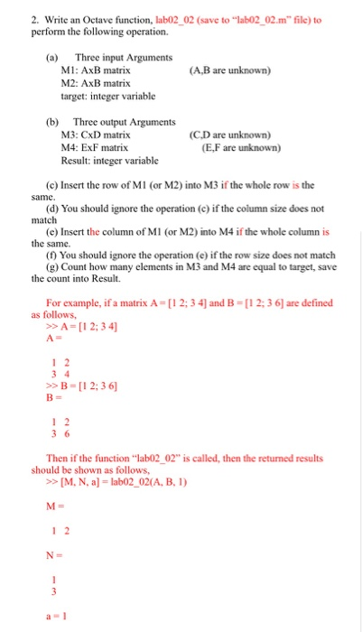 Solved (Lab 02) 1. Write an Octave script (lab02 01.m), | Chegg.com