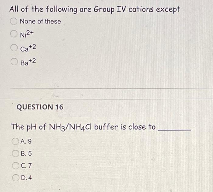 Solved All of the following are Group IV cations except None | Chegg.com