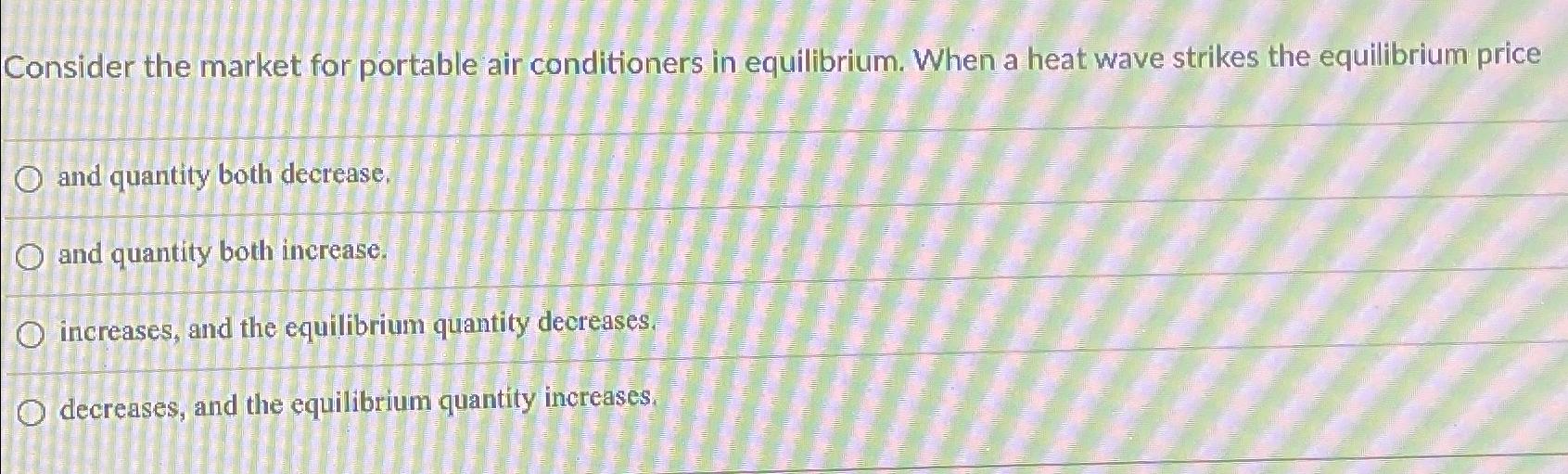 Solved Consider the market for portable air conditioners in | Chegg.com
