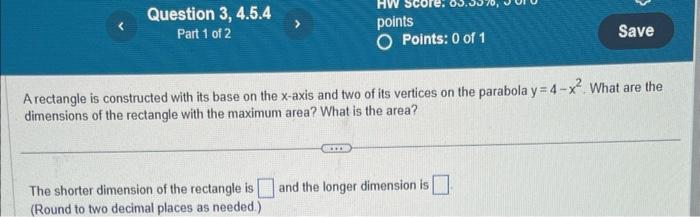 Solved A rectangle is constructed with its base on the | Chegg.com