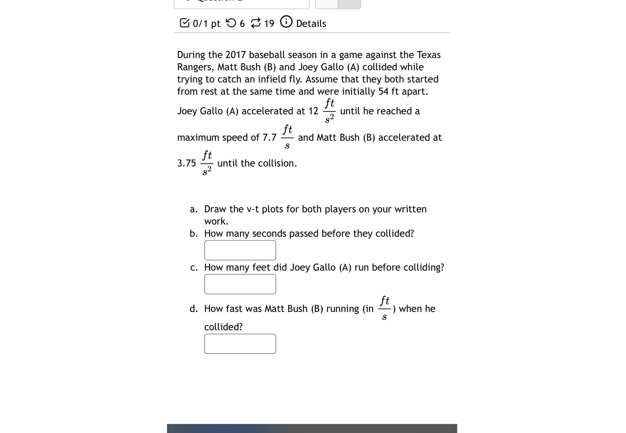 Solved 01pt619DetailsDuring the 2017 ﻿baseball season in a | Chegg.com