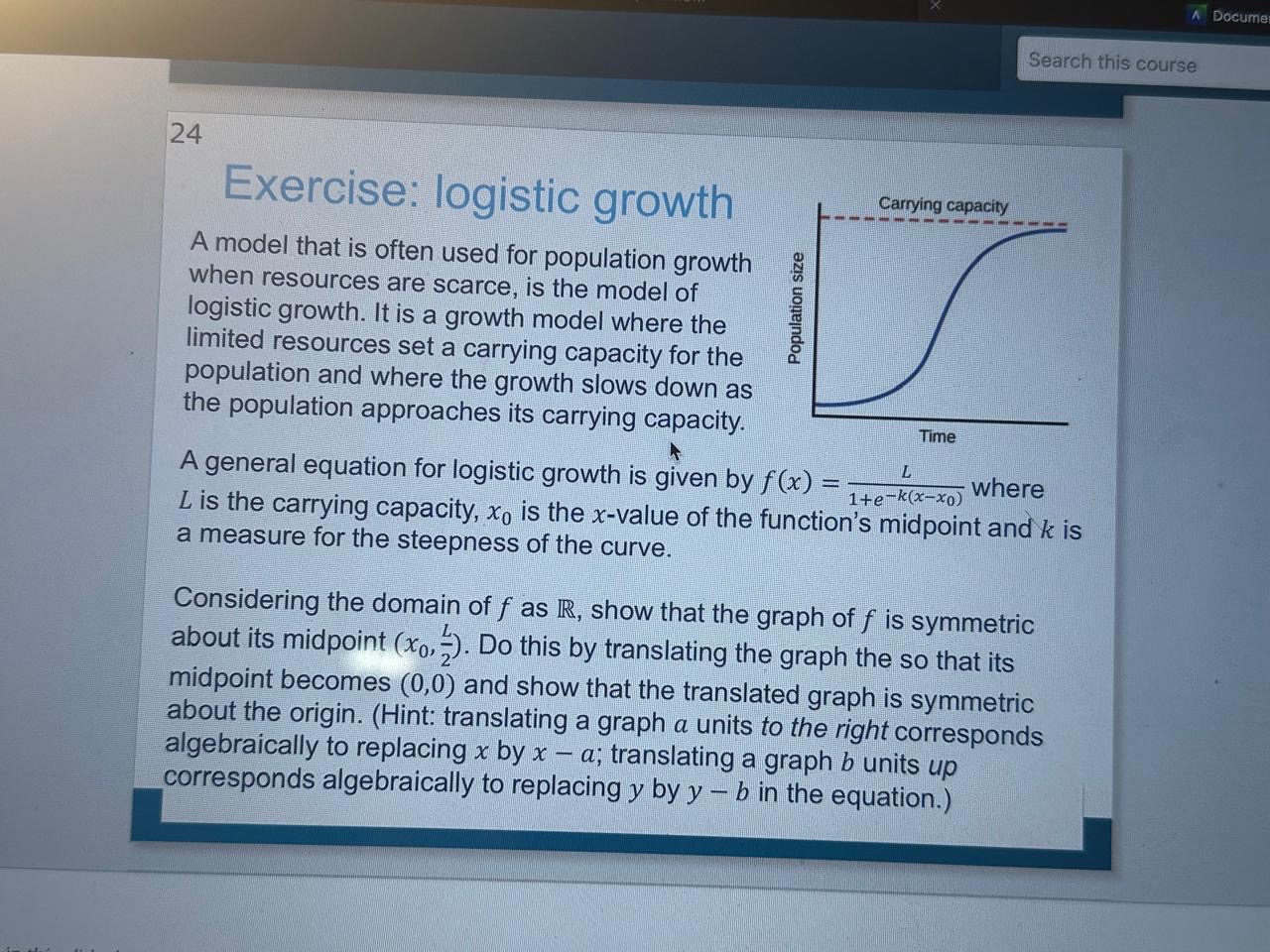 Solved Search this course24Exercise: logistic growthA model | Chegg.com