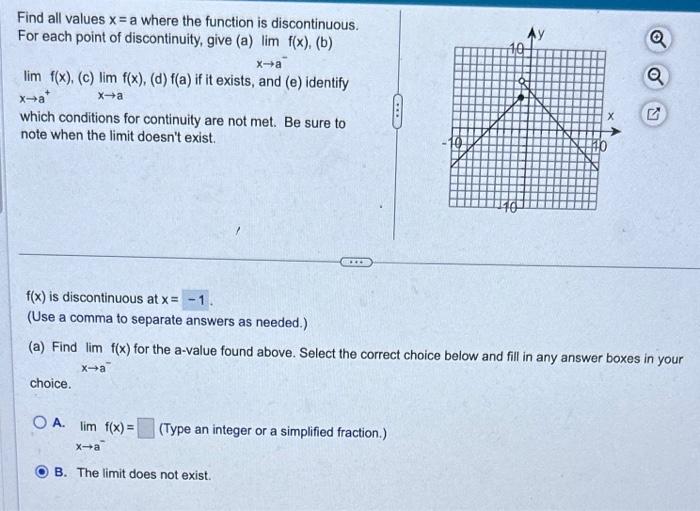 Solved Find all values x=a where the function is | Chegg.com