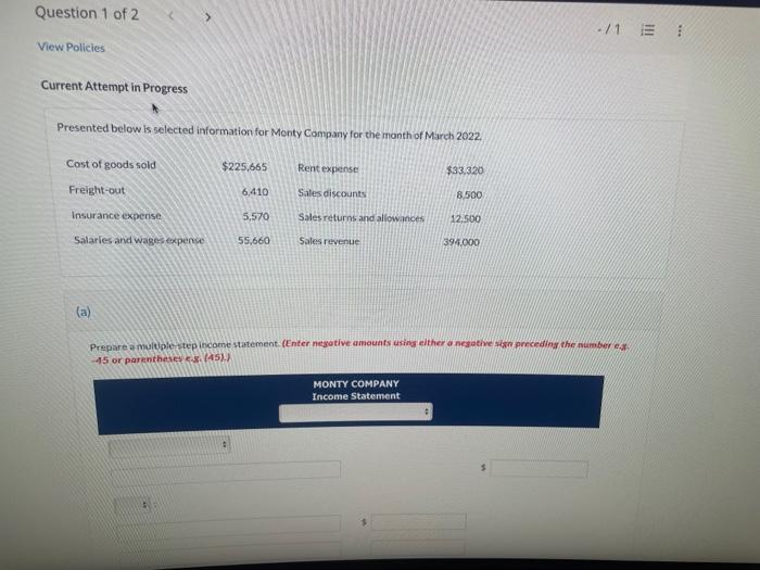 Solved Current Attempt in Progress Presented below is | Chegg.com