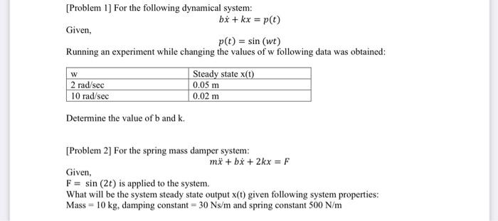 Solved [Problem 1] For the following dynamical system: | Chegg.com