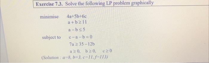 Solved Exercise 7.3. Solve the following LP problem | Chegg.com