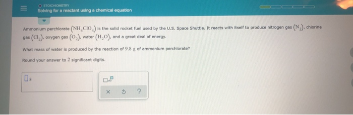 Solved O STOICHIOMETRY Solving for a reactant using a | Chegg.com