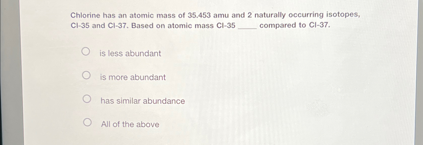 Solved Chlorine has an atomic mass of 35.453 ﻿amu and 2 | Chegg.com