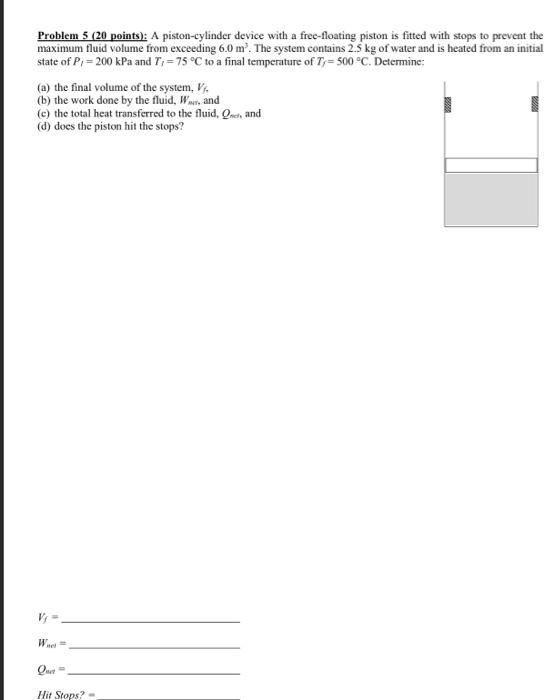 Solved Problem 5 (20 points): A piston-cylinder device with | Chegg.com