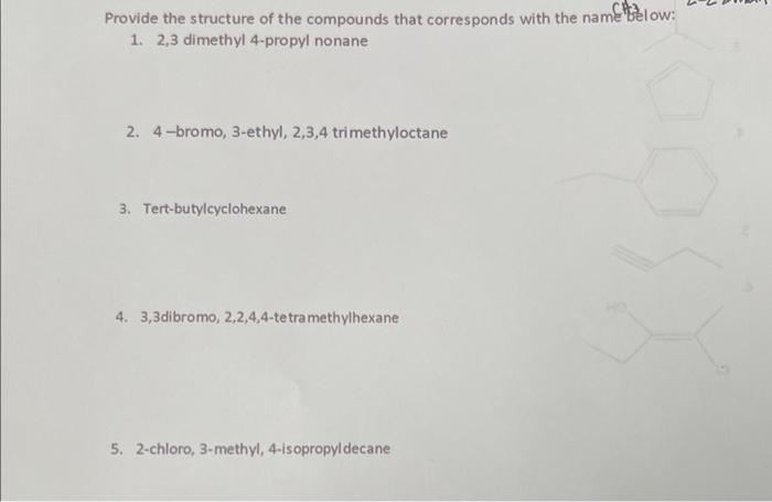 Solved Provide the structure of the compounds that | Chegg.com