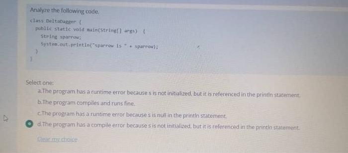 Solved In the following code, System.out.println(skeletor) | Chegg.com