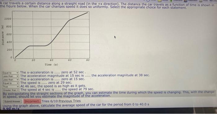 Solved car travels a certain distance along a straight road | Chegg.com